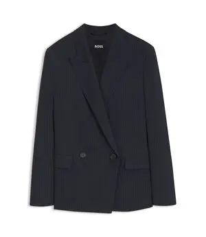 BOSS Regular-fit Blazer In Pinstripe Stretch Crepe - Patterned