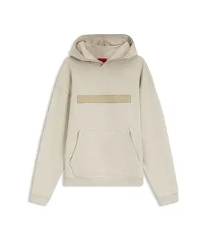 Hugo Relaxed-fit Cotton Terry Hoodie With Wide-set Logo - Light Beige
