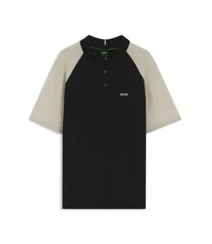 BOSS Active Color-blocked Knit Polo - Black