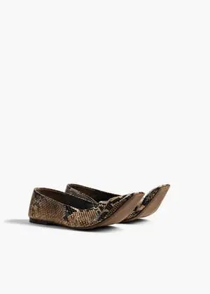Khaite Marlene Ballerina In Python-embossed Calfskin - Taupe