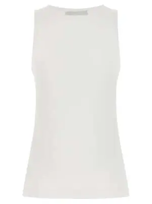 Dolce & Gabbana Ribbed Cotton Tank Top With Embellished Dg Logo