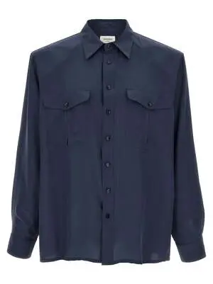Saint Laurent Viscose And Silk Shirt - Blue
