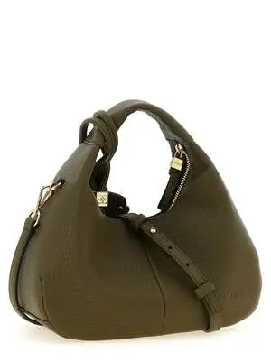 GANNI Mini Hobo Handbag In Hammered Leather-effect Fabric - Green