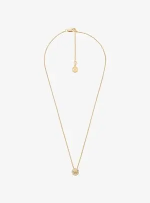Michael Kors Pavé Logo Pendant Necklace - Gold