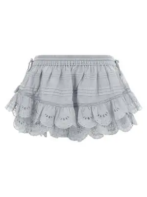 Isabel Marant Étoile Puria' Cotton Shorts With Ruffles And Lace - Blue