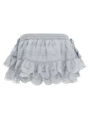 Isabel Marant Étoile Puria' Cotton Shorts With Ruffles And Lace - Blue