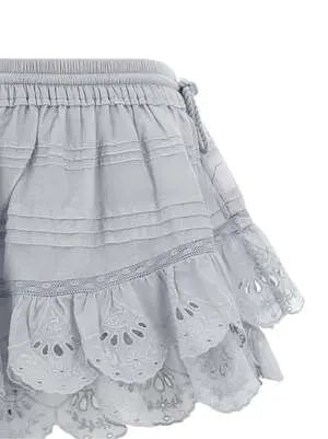 Isabel Marant Étoile Puria' Cotton Shorts With Ruffles And Lace - Blue