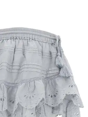 Isabel Marant Étoile Puria' Cotton Shorts With Ruffles And Lace - Blue