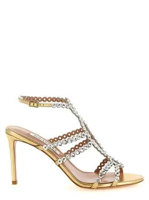 AQUAZZURA Mooncrush Embellished Leather Sandals