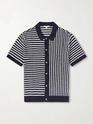 Onia Striped Knitted Linen Shirt - Blue