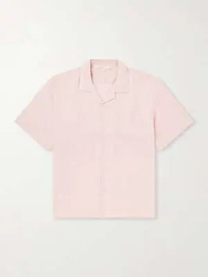 Onia Convertible-collar Linen And Lyocell-blend Shirt - Pink