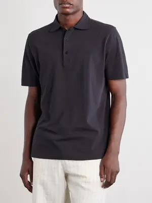Frescobol Carioca Luca Cotton-piqué Polo Shirt - Black