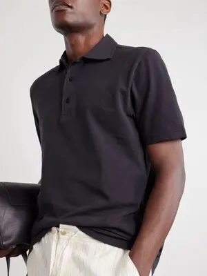Frescobol Carioca Luca Cotton-piqué Polo Shirt - Black