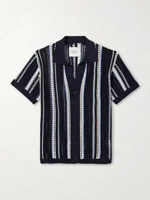 Frescobol Carioca Pinto Crocheted Cotton Shirt - Blue