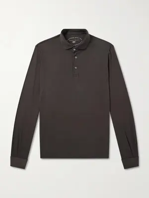 Fedeli Cotton-jersey Polo Shirt - Brown