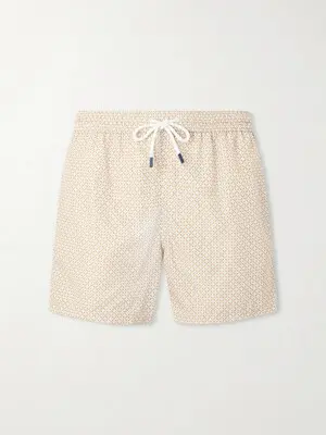 Fedeli Straight-leg Swim Shorts With Madeira Print - Orange