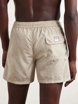Fedeli Straight-leg Swim Shorts With Madeira Print - Orange