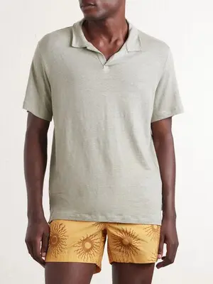 Onia Shaun Linen-blend Polo Shirt