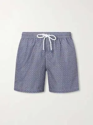 Fedeli Madeira Printed Straight-leg Swim Shorts - Blue