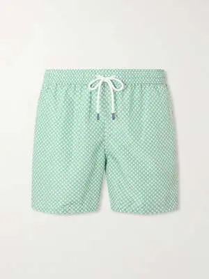 Fedeli Madeira Straight-leg Mid-length Printed Swim Shorts - Green