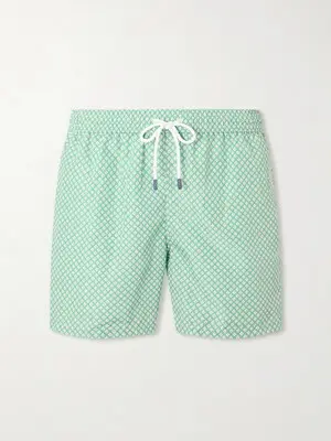 Fedeli Straight-leg Printed Swim Shorts - Green