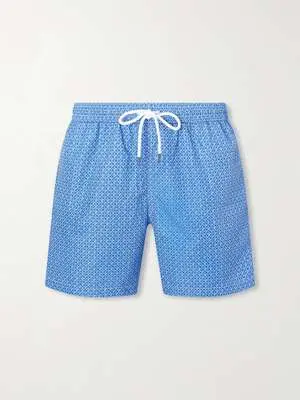 Fedeli Madeira Printed Straight-leg Swim Shorts - Blue