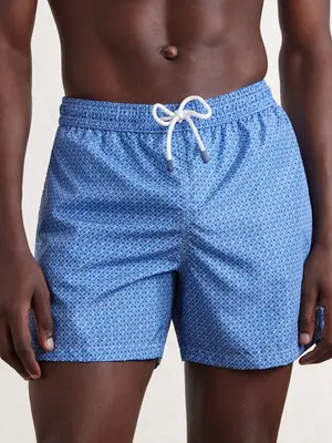Fedeli Madeira Printed Straight-leg Swim Shorts - Blue