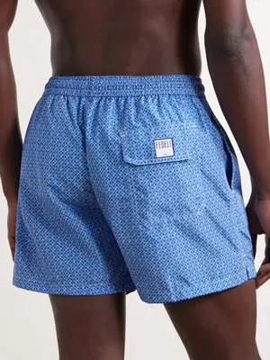 Fedeli Madeira Printed Straight-leg Swim Shorts - Blue