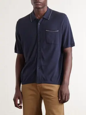Rag & Bone Conrad Cotton And Silk-blend Polo Shirt