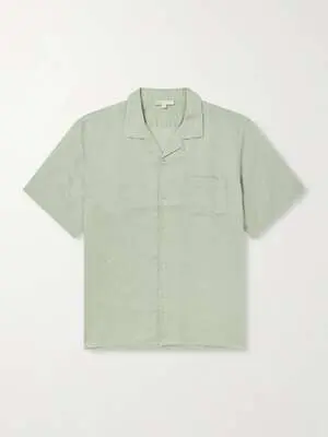 Onia Convertible-collar Linen And Lyocell-blend Shirt - Green