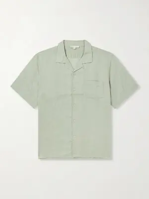 Onia Convertible-collar Linen And Lyocell-blend Shirt - Green