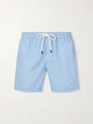 Fedeli Madeira Printed Straight-leg Swim Shorts - Blue