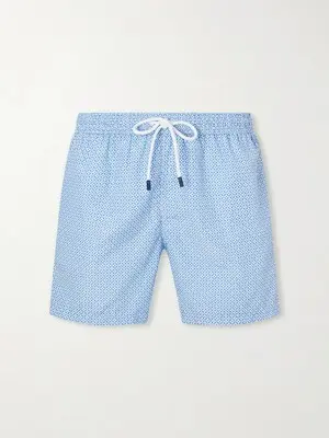 Fedeli Madeira Printed Straight-leg Swim Shorts - Blue