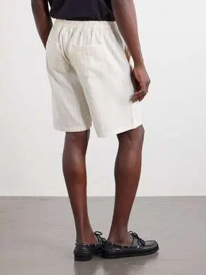 Frescobol Carioca Straight-leg Striped Linen And Cotton-blend Drawstring Shorts