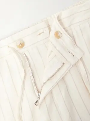 Frescobol Carioca Straight-leg Striped Linen And Cotton-blend Drawstring Shorts