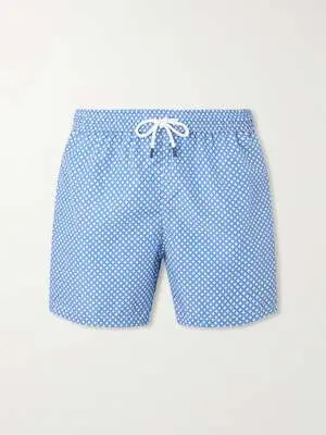Fedeli Madeira Straight-leg Mid-length Printed Swim Shorts - Blue