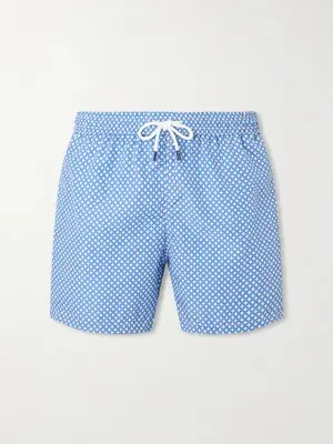 Fedeli Straight-leg Printed Swim Shorts - Blue