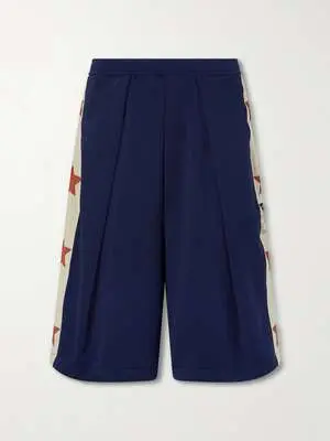Kapital Kome-kome Straight-leg Satin-jersey Shorts - Navy
