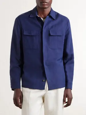 Eleventy Lyocell And Linen-blend Shirt