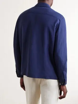 Eleventy Lyocell And Linen-blend Shirt