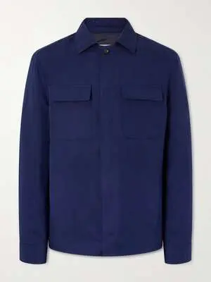 Eleventy Lyocell And Linen-blend Shirt - Navy