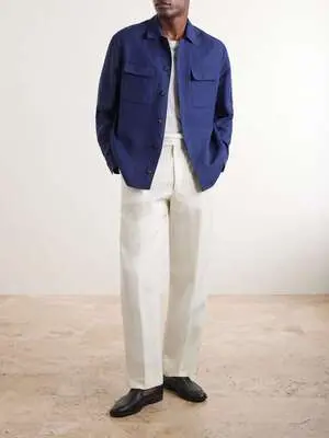 Eleventy Lyocell And Linen-blend Shirt