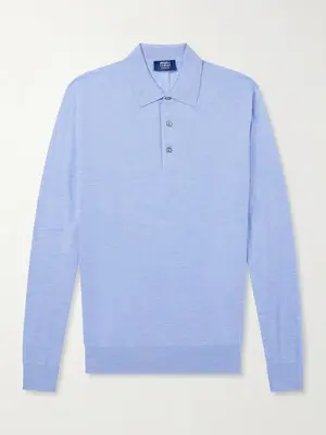 Fedeli Sportman Cashmere And Silk-blend Polo Shirt - Blue