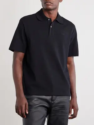 Loewe Anagram-embroidered Cotton-piqué Polo Shirt - Black