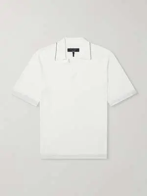Rag & Bone Conrad Cotton And Silk-blend Polo Shirt - White