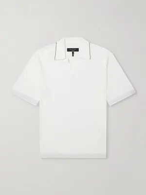 Rag & Bone Conrad Cotton And Silk-blend Polo Shirt - White