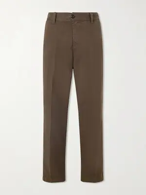 DRAKE'S Straight-leg Peached Cotton-twill Trousers