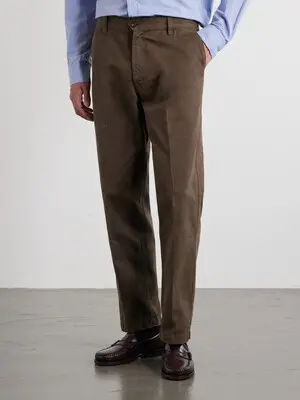DRAKE'S Straight-leg Peached Cotton-twill Trousers