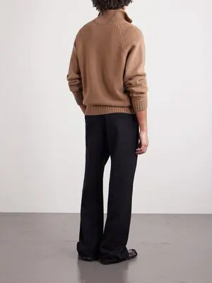 TOM FORD Wool And Cashmere-blend Half-zip Sweater - Brown