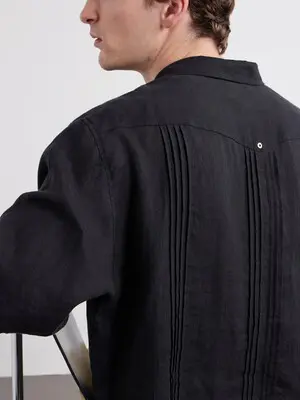 Kapital Camp-collar Pleated Linen Shirt